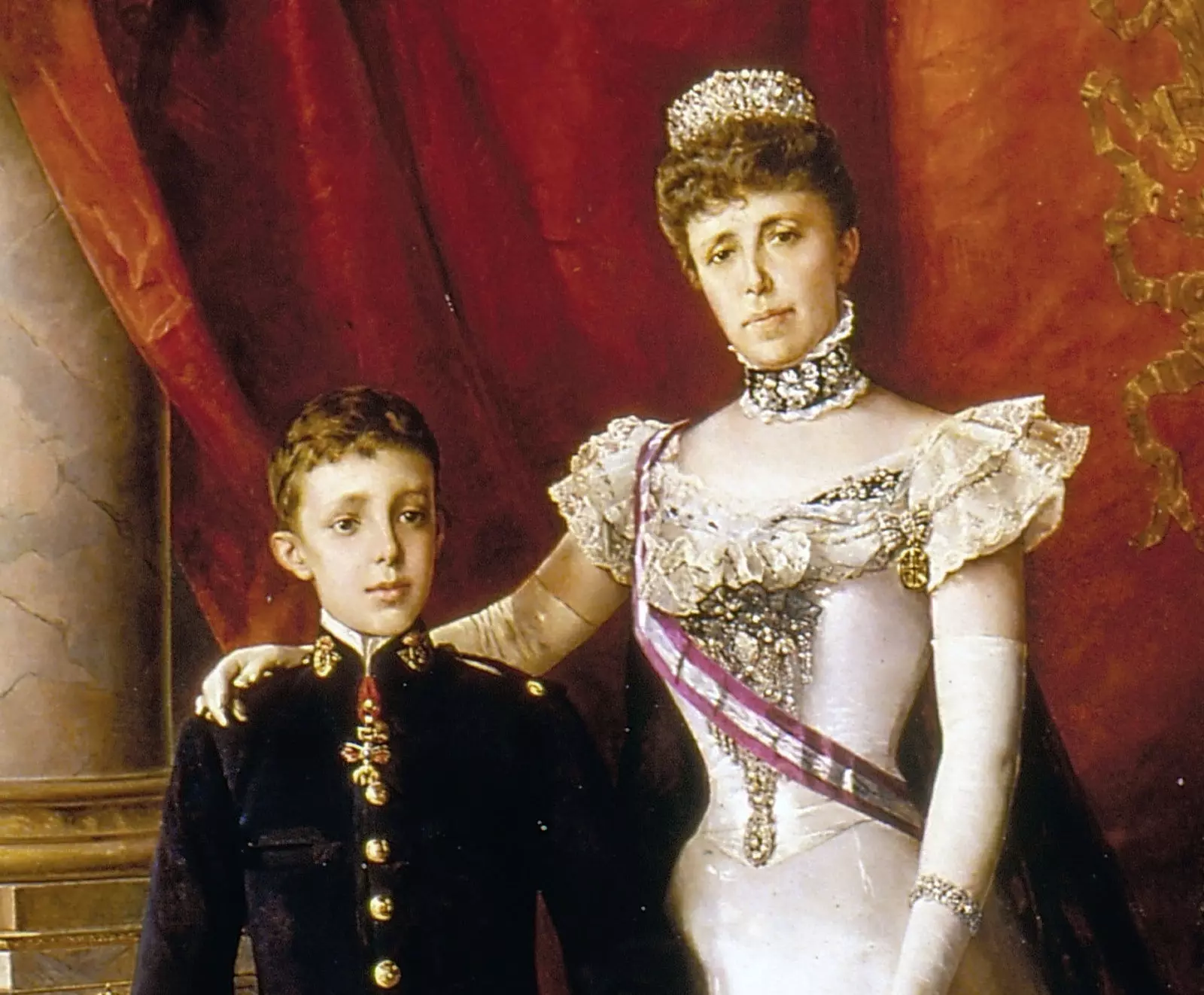 Alfonso XIII og María Cristina dronningens regent. Maleri af Luis Álvarez Catal fra 1898.