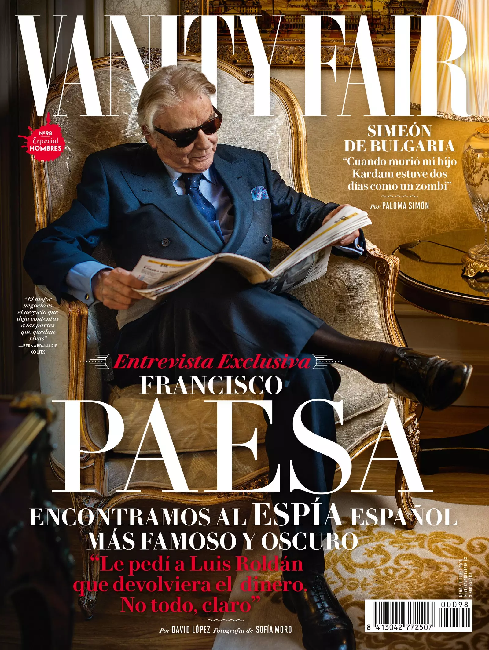 Capa de outubro da Vanity Fair Francisco Paesa fotografado exclusivamente em Paris.