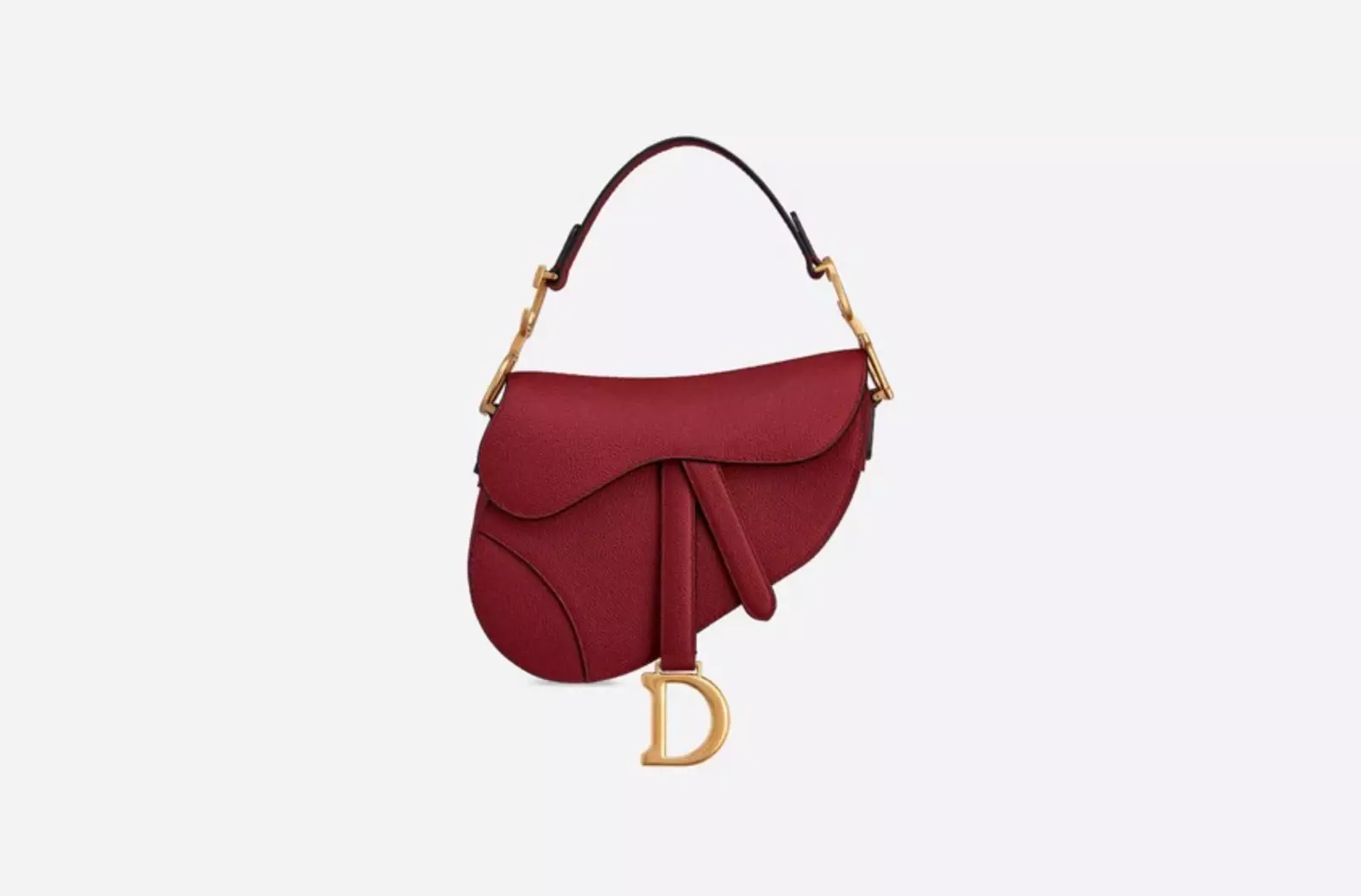 Dior Mini Saddle Kantong dina kulit anak sapi grained beureum céri dipaké ku Alexandra ti Hannover.