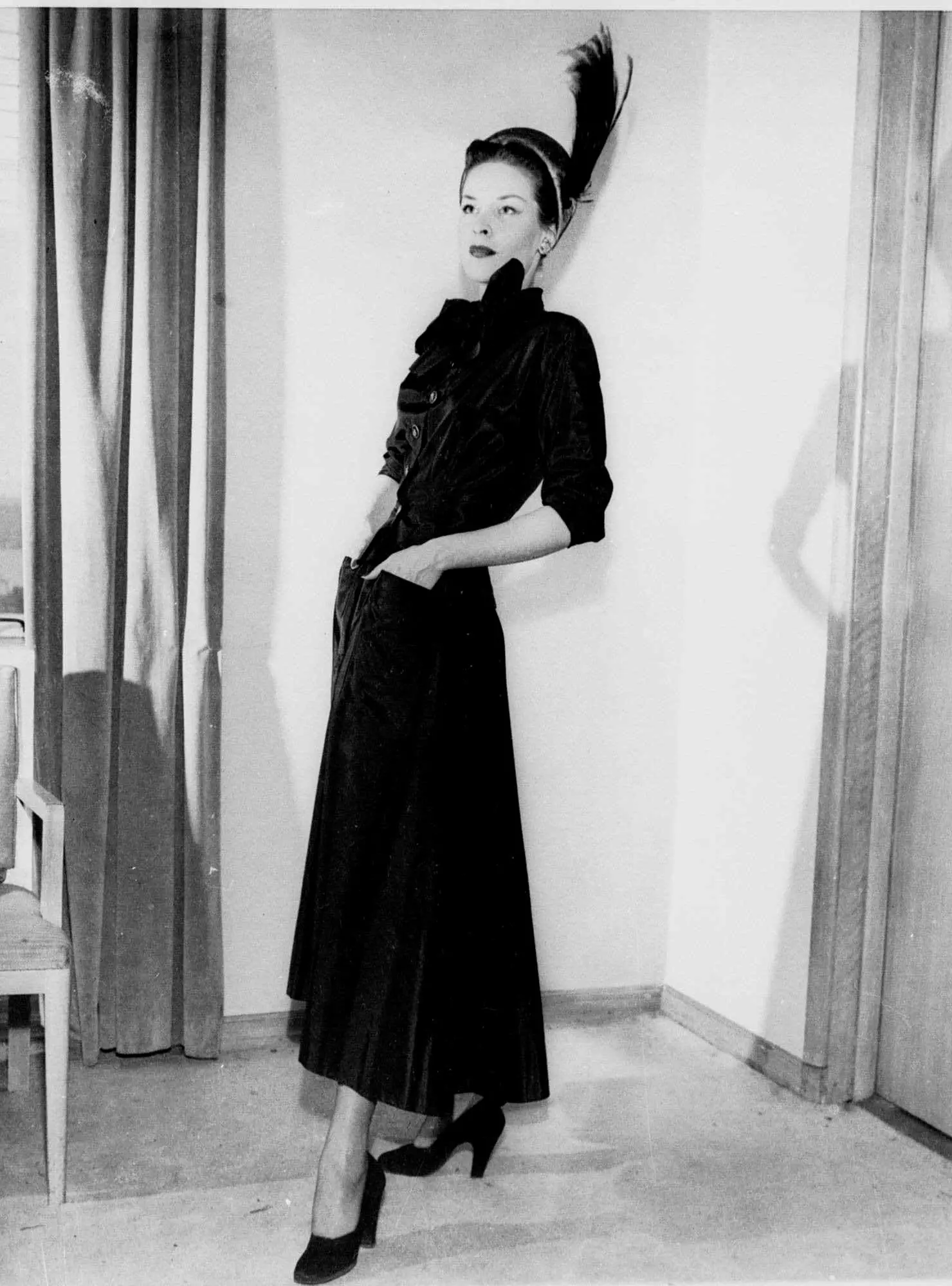 Modell på Christian Dior-moteshowet i 1947