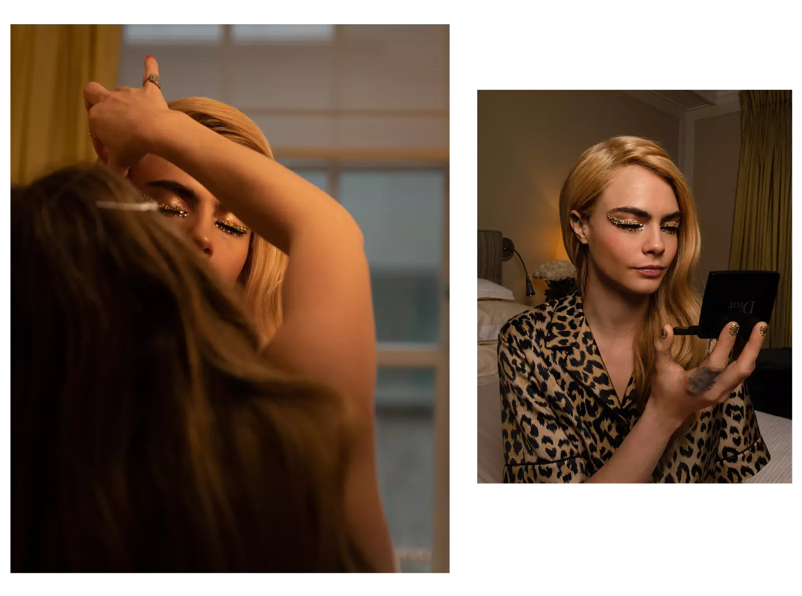 Dibe ku di wêne de posterê reklamê kolage hebe Cara Delevingne Kesê Mirovî Blonde Zarokê Ciwan û Rû