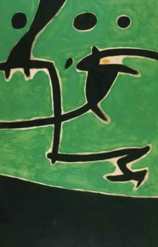 Vol d'oiseaux entourant le jaune d'un clair ผลงานของ Miró ที่สามารถเป็นของคุณได้ในราคาสองล้านยูโร