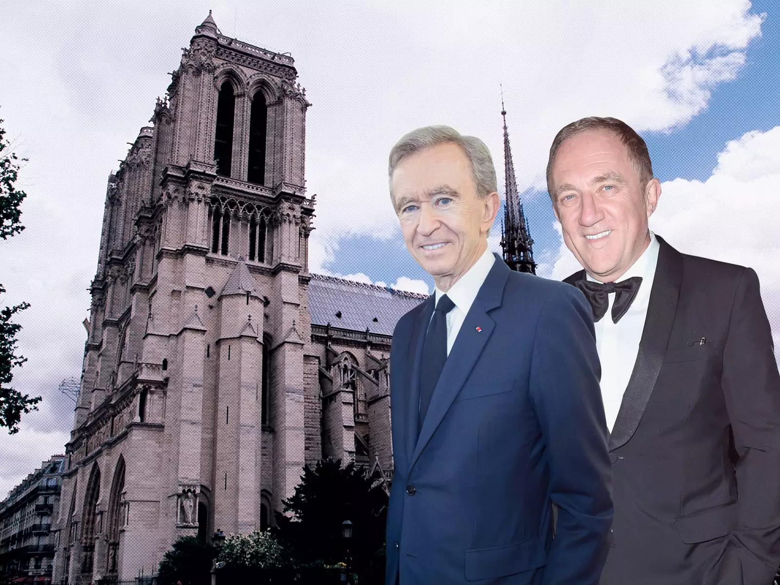 Bernard Pinault i FrançoisHenri Pinault dos benefactors de Notre Dame.