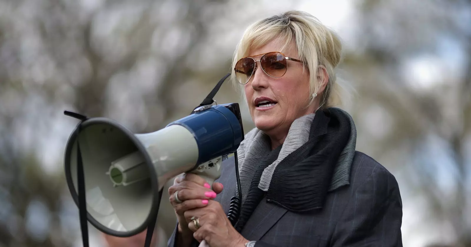 Erin Brockovich durante una manifestazione nel 2014.