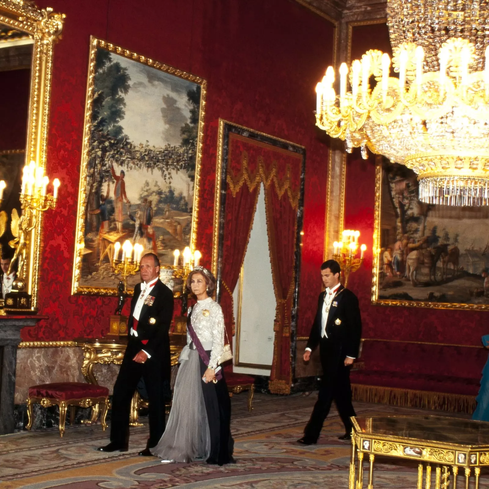 Juan Carlos I und Sofia von Griechenland im königlichen Palast in Madrid im Jahr 1995.