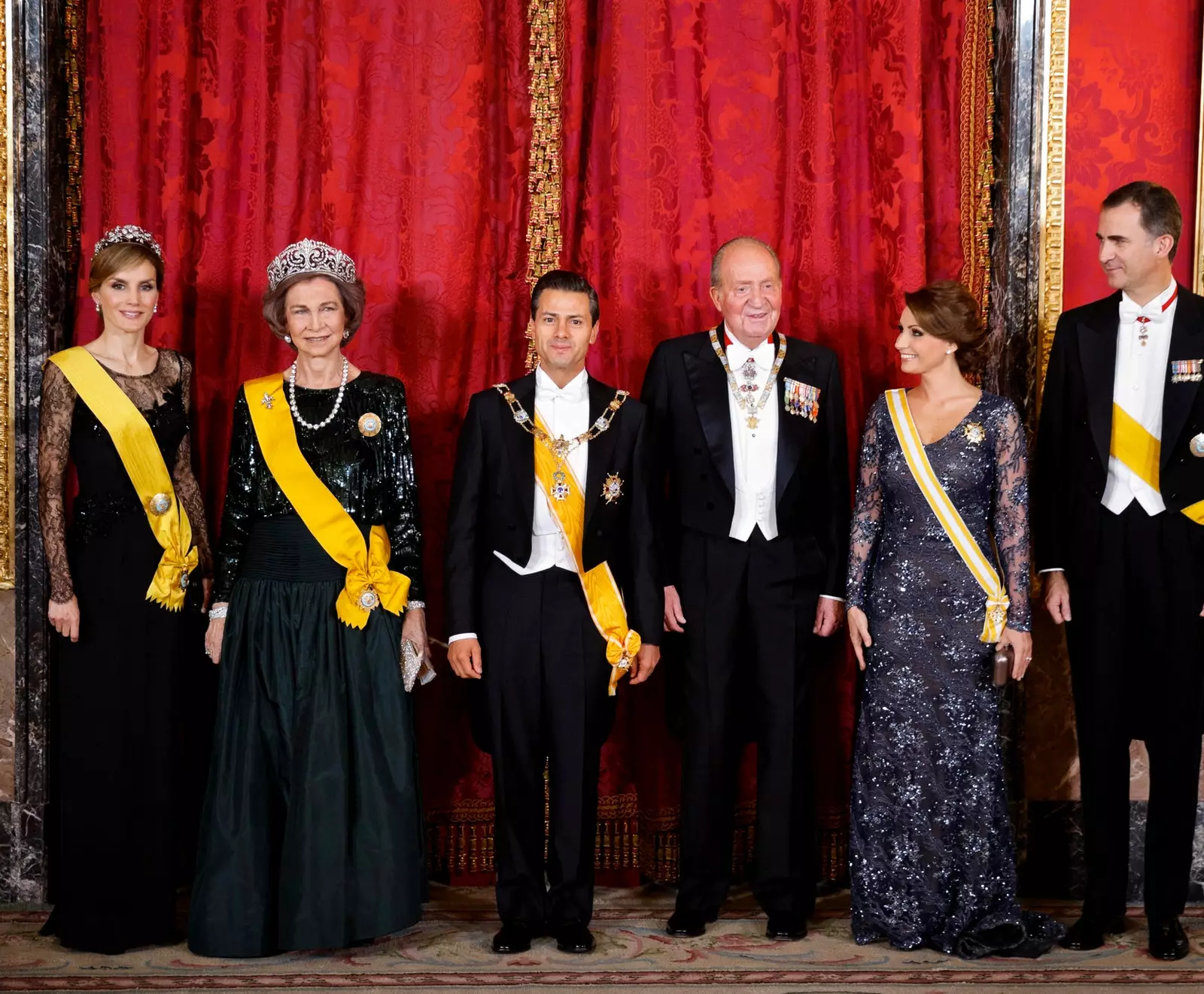 Posado de los reyes mit den Prinzen von Asturien und dem mexikanischen Präsidenten Enrique Peña Nieto und seiner Frau Anglica Rivera....