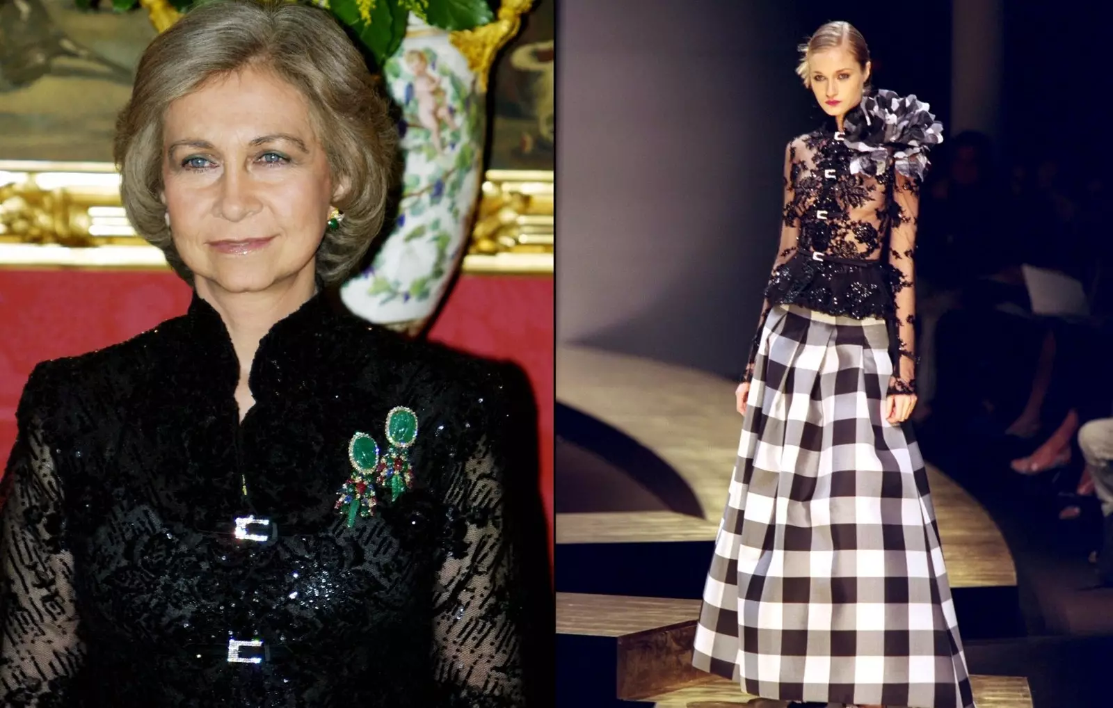 Донья Сафія з модай ад Valentino Haute Couture, змененай на свой густ у 2001 годзе.