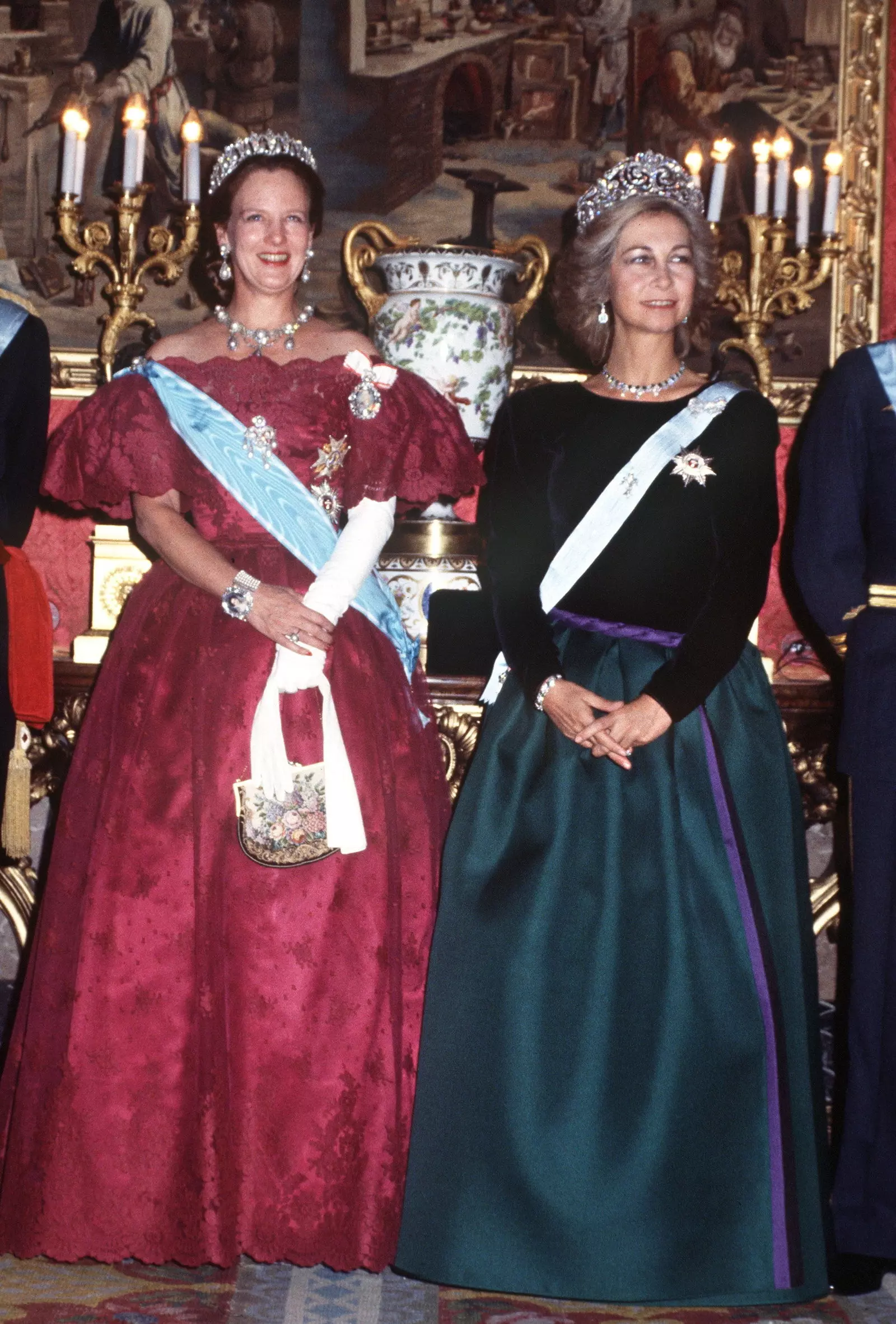 Margaret af Danmark og Sofia af Grækenland på det kongelige palads i Madrid i 1983.