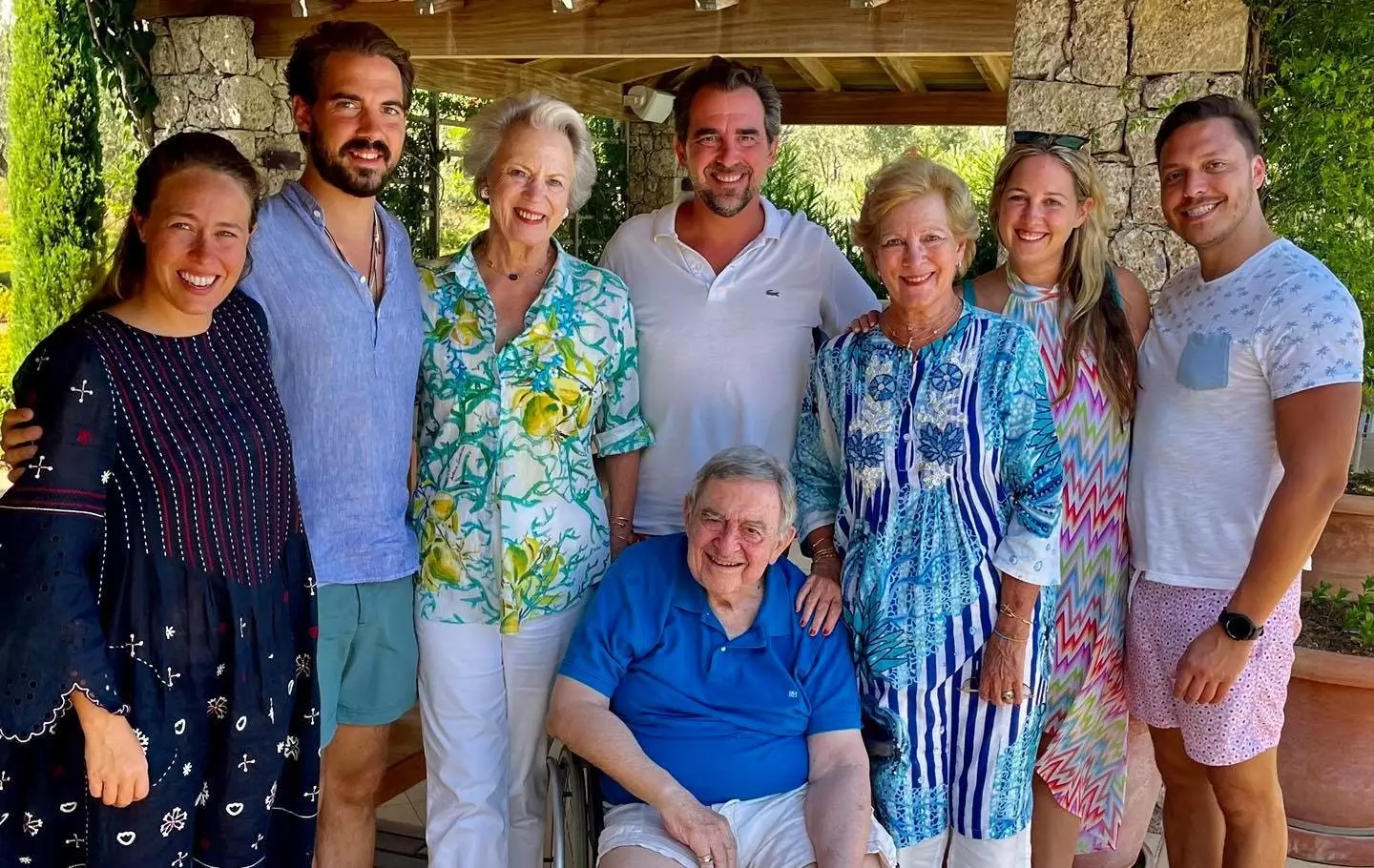 From left to right Nina and Philippos of Greece Benedicta of Denmark Prince Nicols Constantino and Ana Maria of...