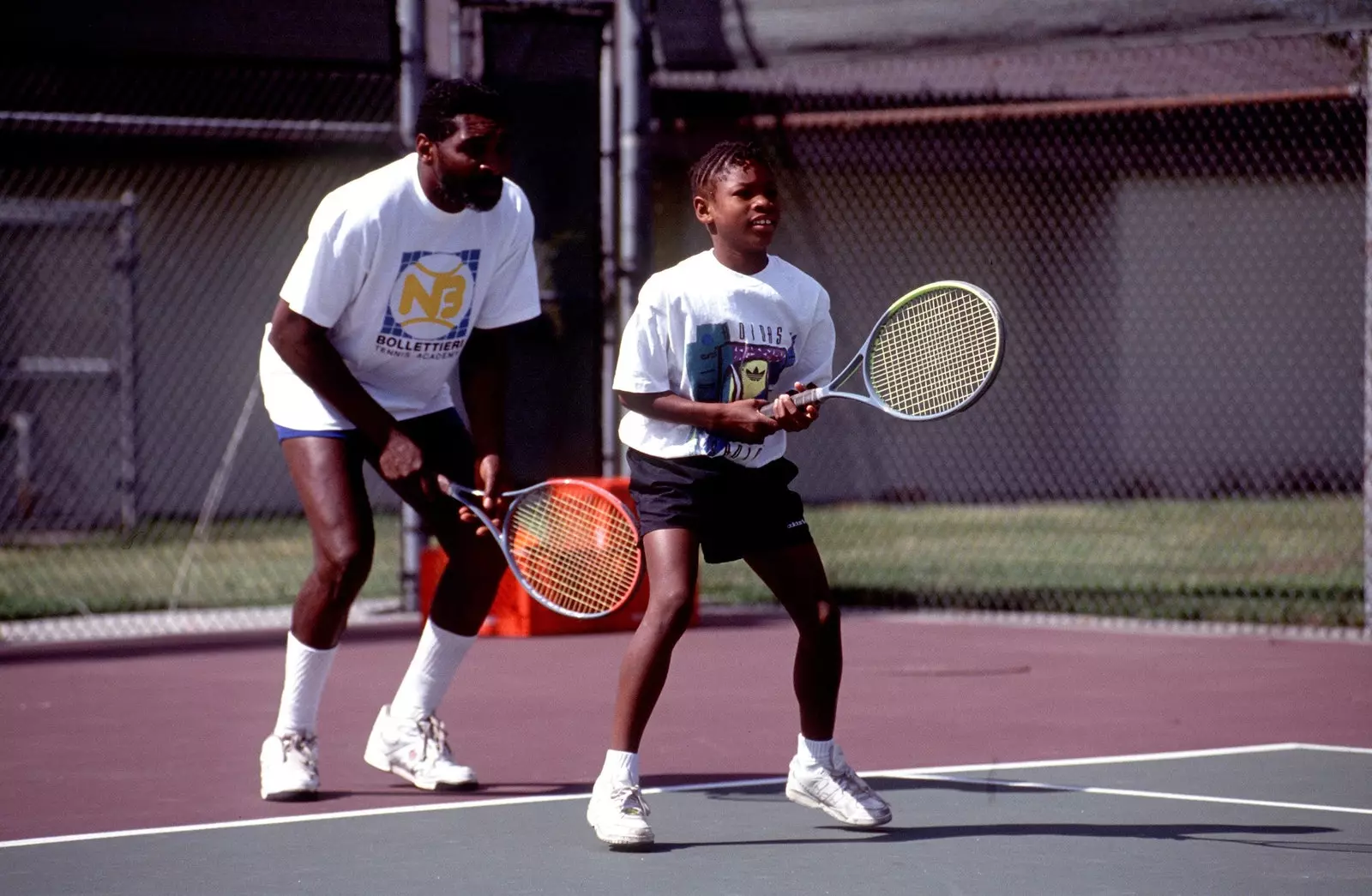 Richard e Serena Williams practican en Compton, California.