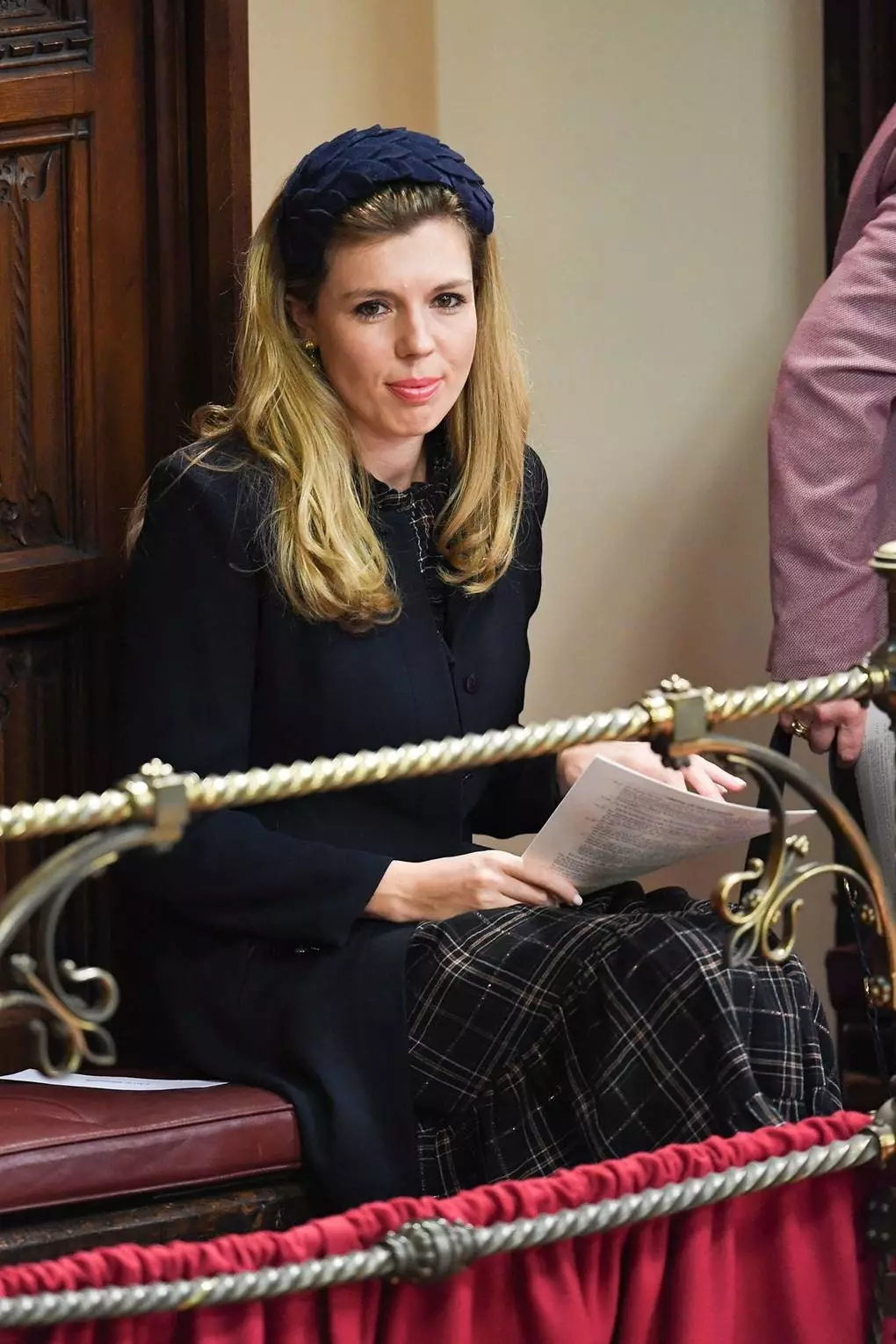 Carrie Symonds pada Pembukaan Parlimen Negeri di Istana Westminster 2019.