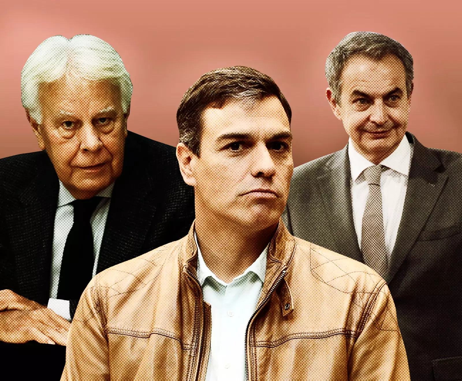 Pedro Sánchez Felipe González i José Luis Rodríguez Zapatero.