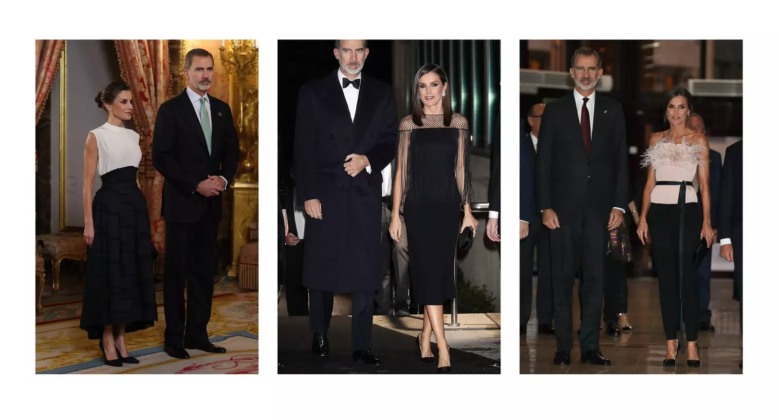 La reine Letizia avec ses BB noirs qu'elle utilise à de nombreuses reprises.