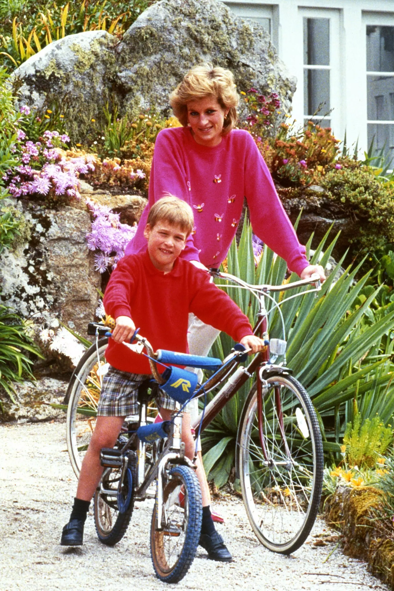 Prins William og Diana av Wales på Tresco Island 1989