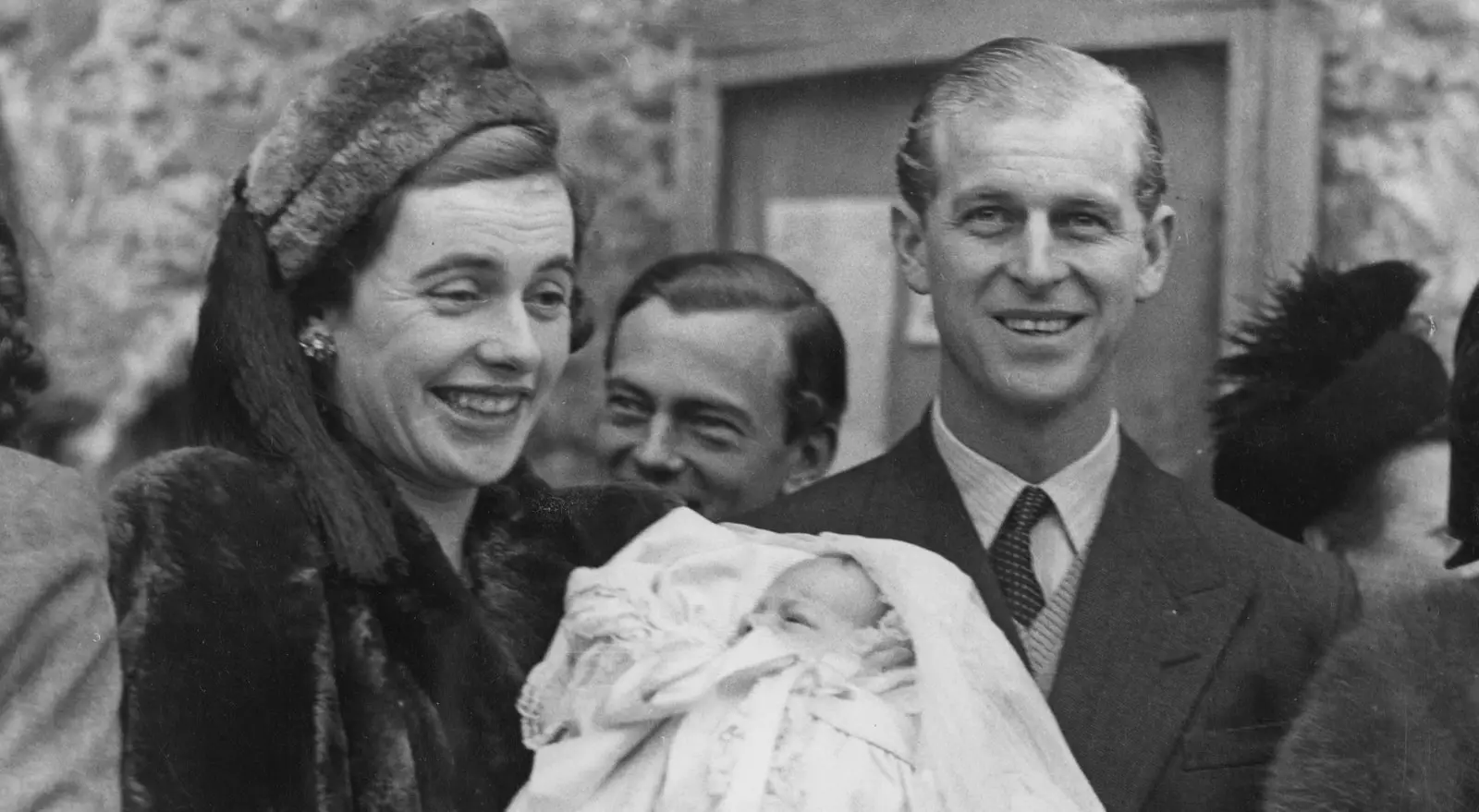 Vojvoda Edinburški ob krstu sina Patricie Knatchbull 18. novembra 1947