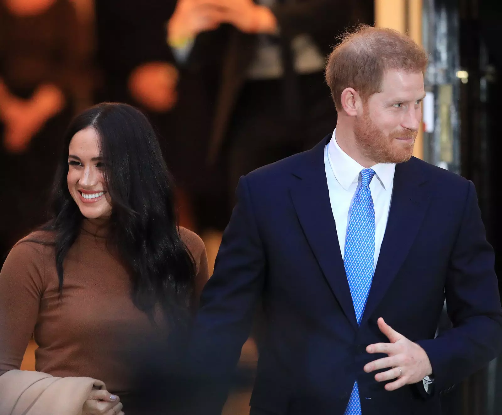 O príncipe Harry e Meghan Markle no seu primeiro acto oficial de 2020.