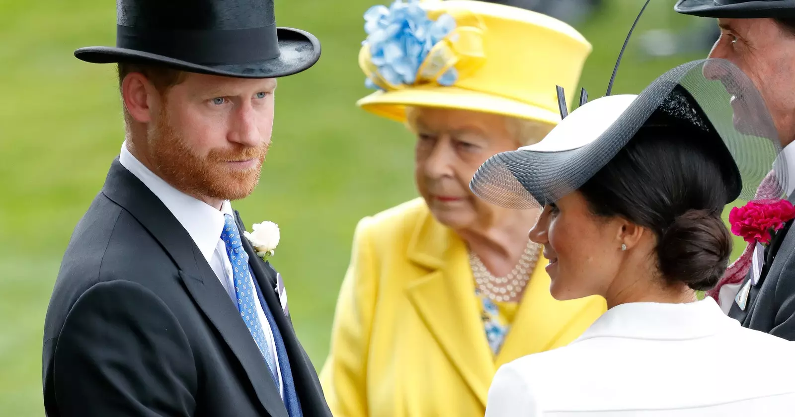 Prince Harry Meghan Markle and Queen Elizabeth II.