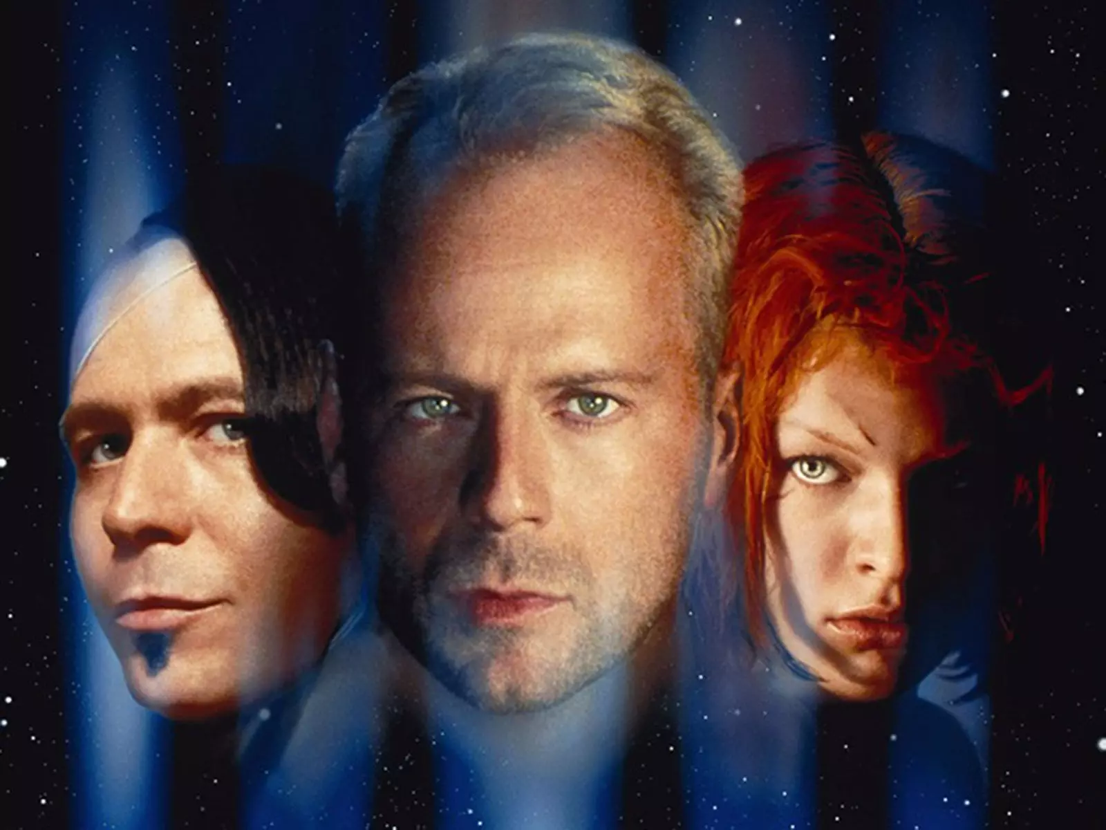 Gary Oldman Bruce Willis i Milla Jovovich na posteru filma.