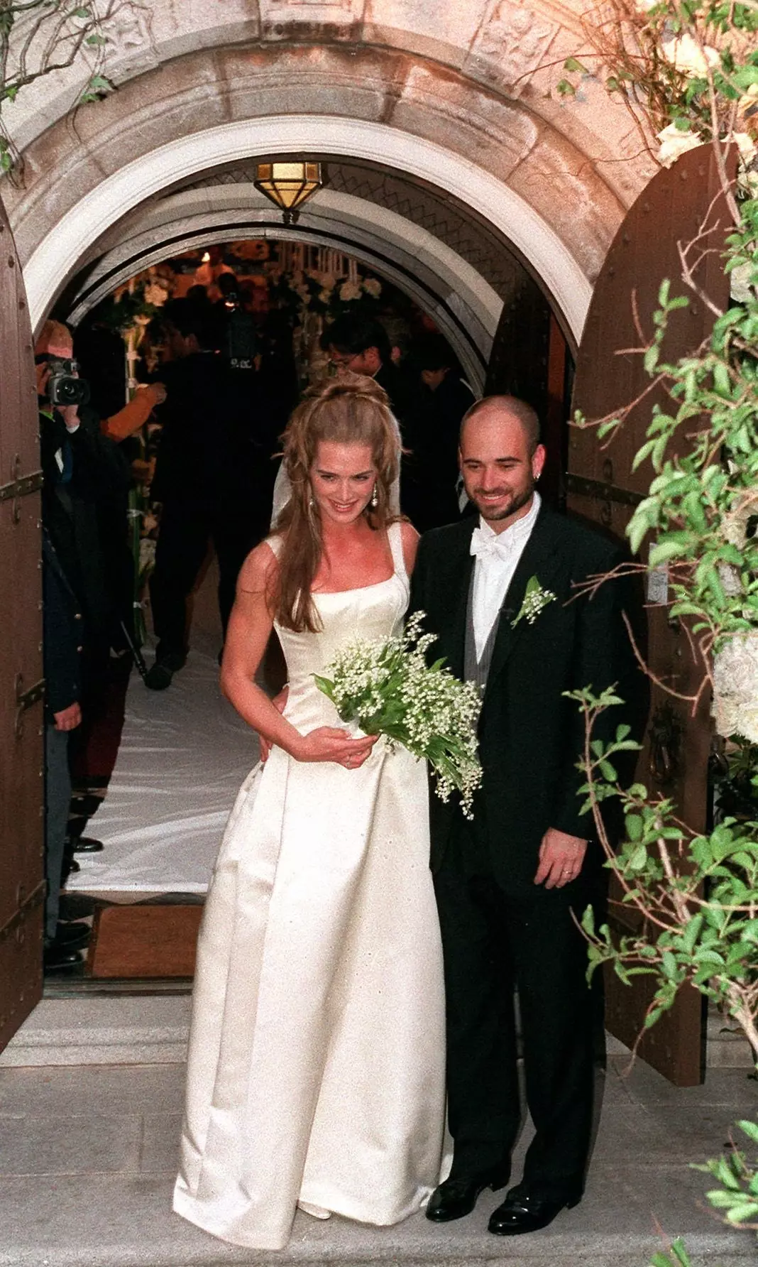 Andre Agassi och Brooke Shields på sitt bröllop.