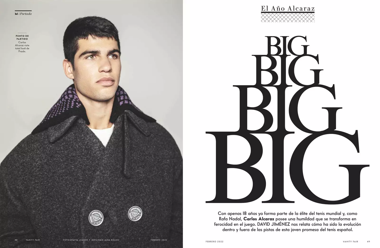 Carlos Alcaraz 登上《名利場》二月刊的封面
