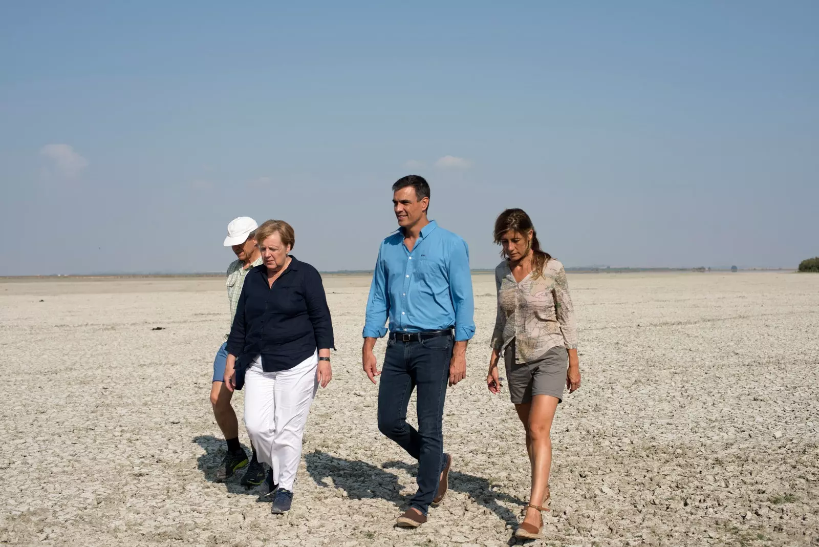 Pedro Snchez na Begoña Gómez na di na nwunye Merkel na Doñana.