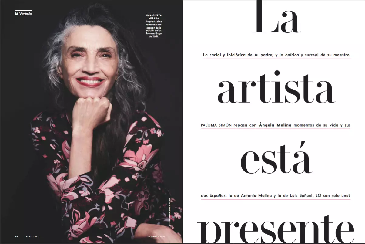 Ángela Molina kannessa kaikkea mitä löytyy Vanity Fair Spain -lehden joulukuun numerosta