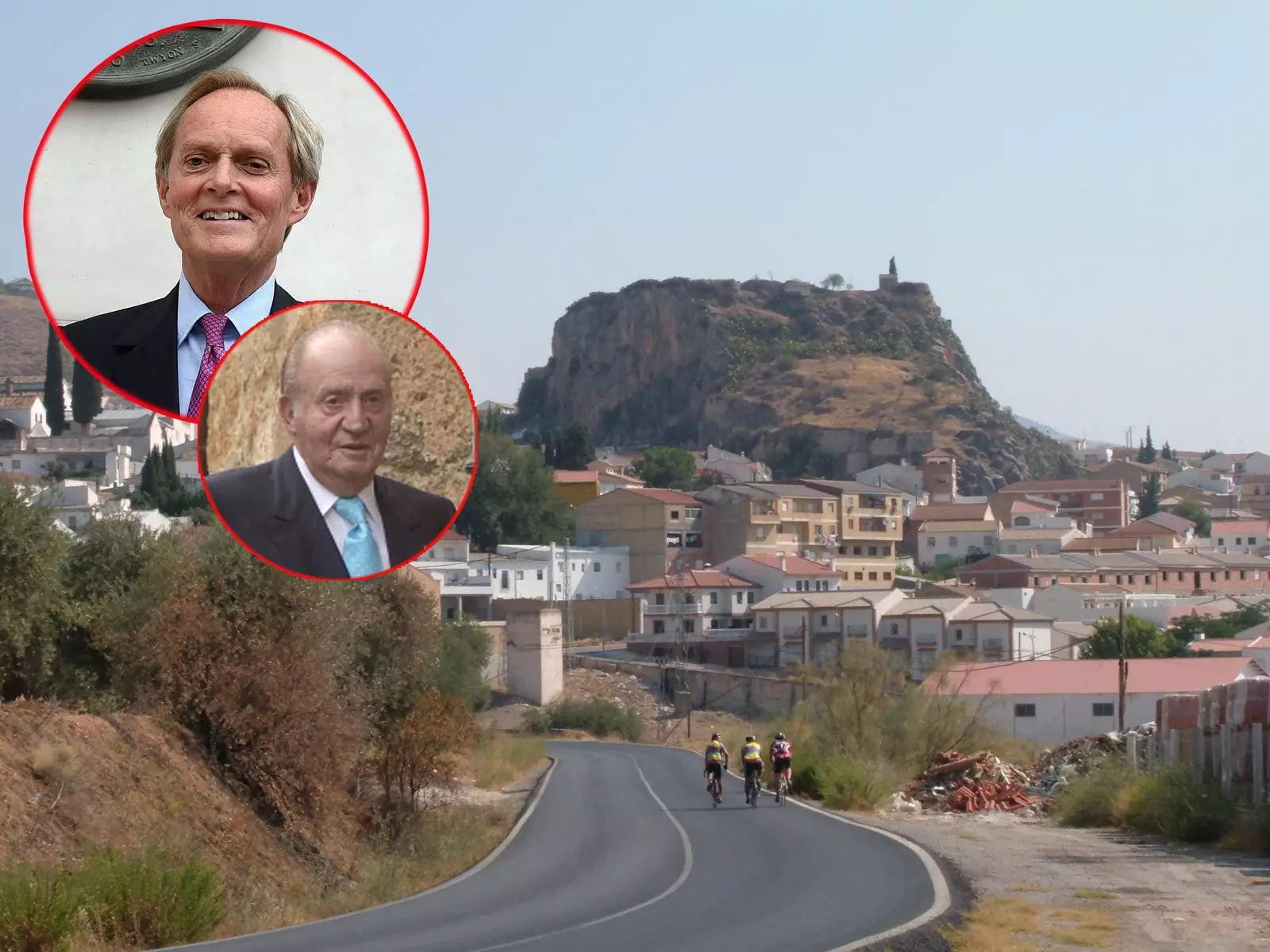 Le duc de Wellington et le roi Juan Carlos sur une vue panoramique de la ville d'Illora.