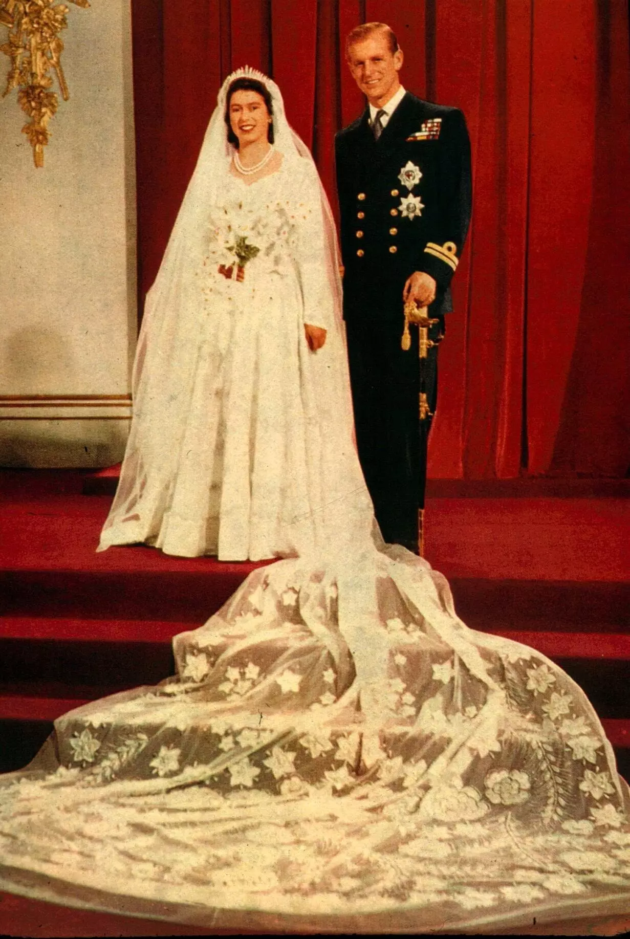 엘리자베스 여왕과 에든버러의 필립의 결혼식.