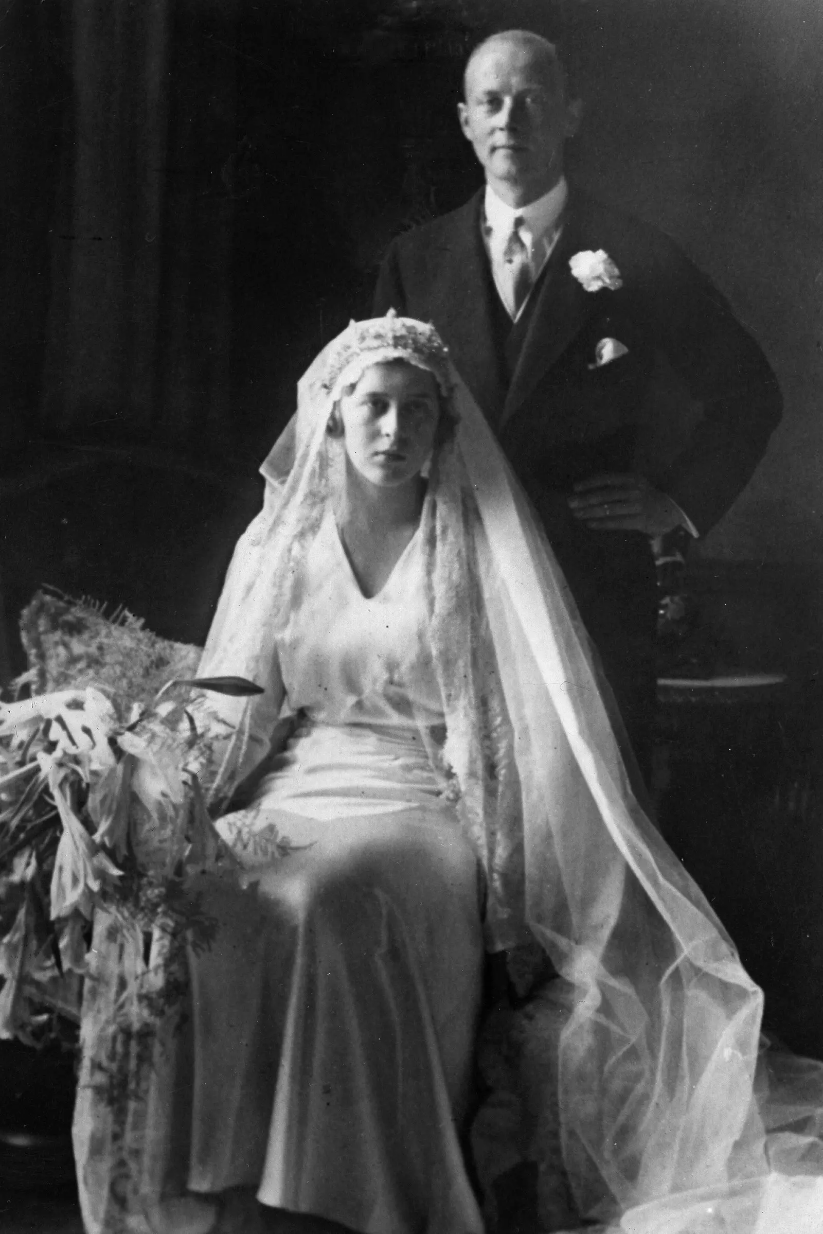 Prinzessin Sofia Schwester von Philip von Edinburgh an ihrem Hochzeitstag mit Christopher von HesseKassel. 15. Dezember 1930