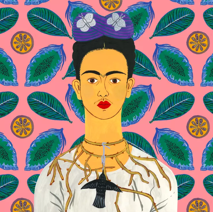 Ilustrasi saka Potret Diri Frida Khalo dening FitzJames Stuart