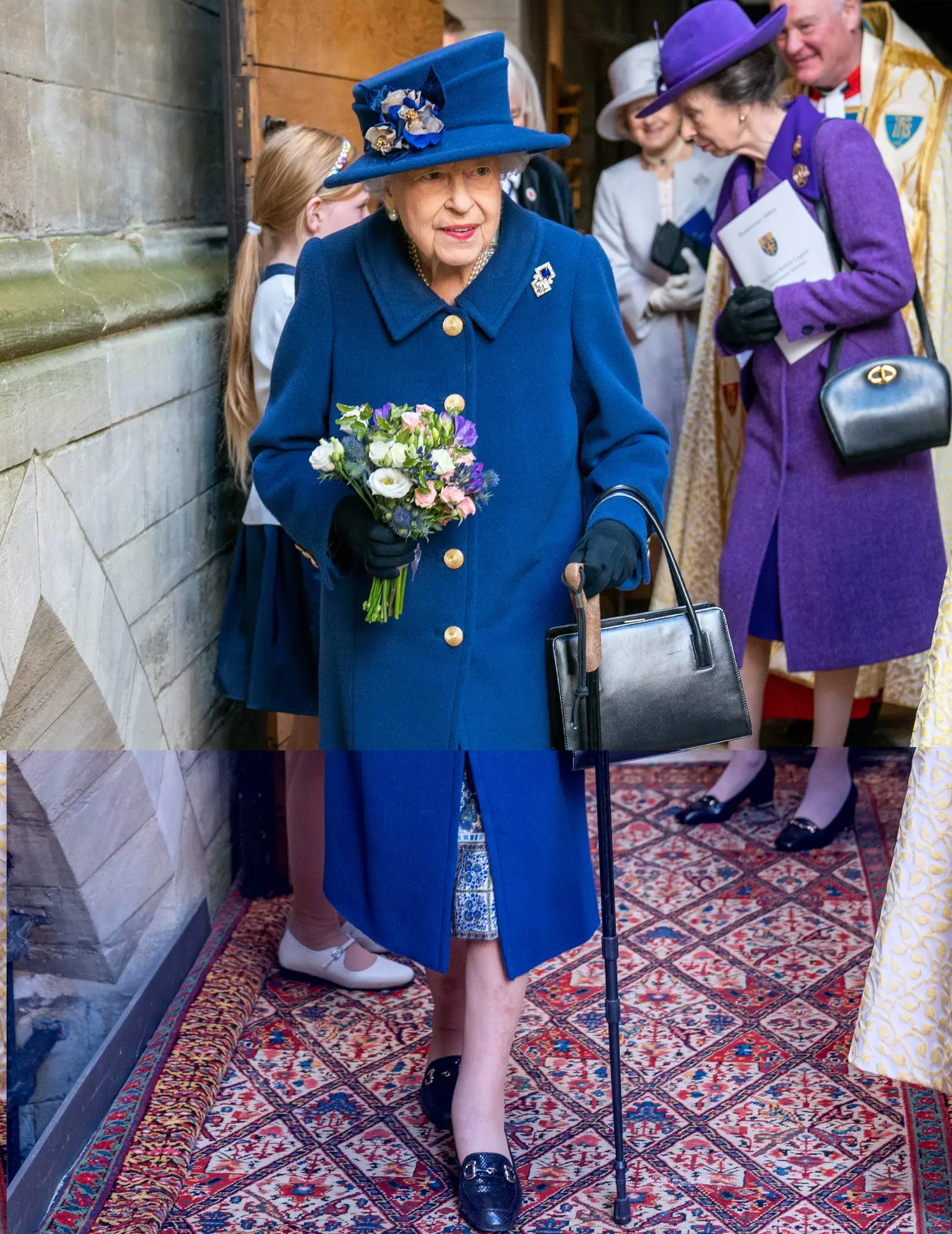 Rainha Elizabeth II com bengala pela primeira vez em 17 anos