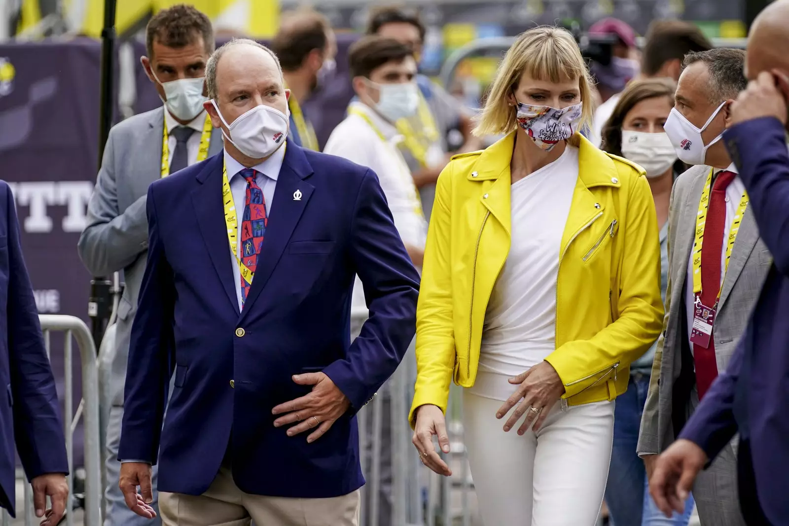 Charlène og Alberto de Monaco á laugardaginn í Nice.