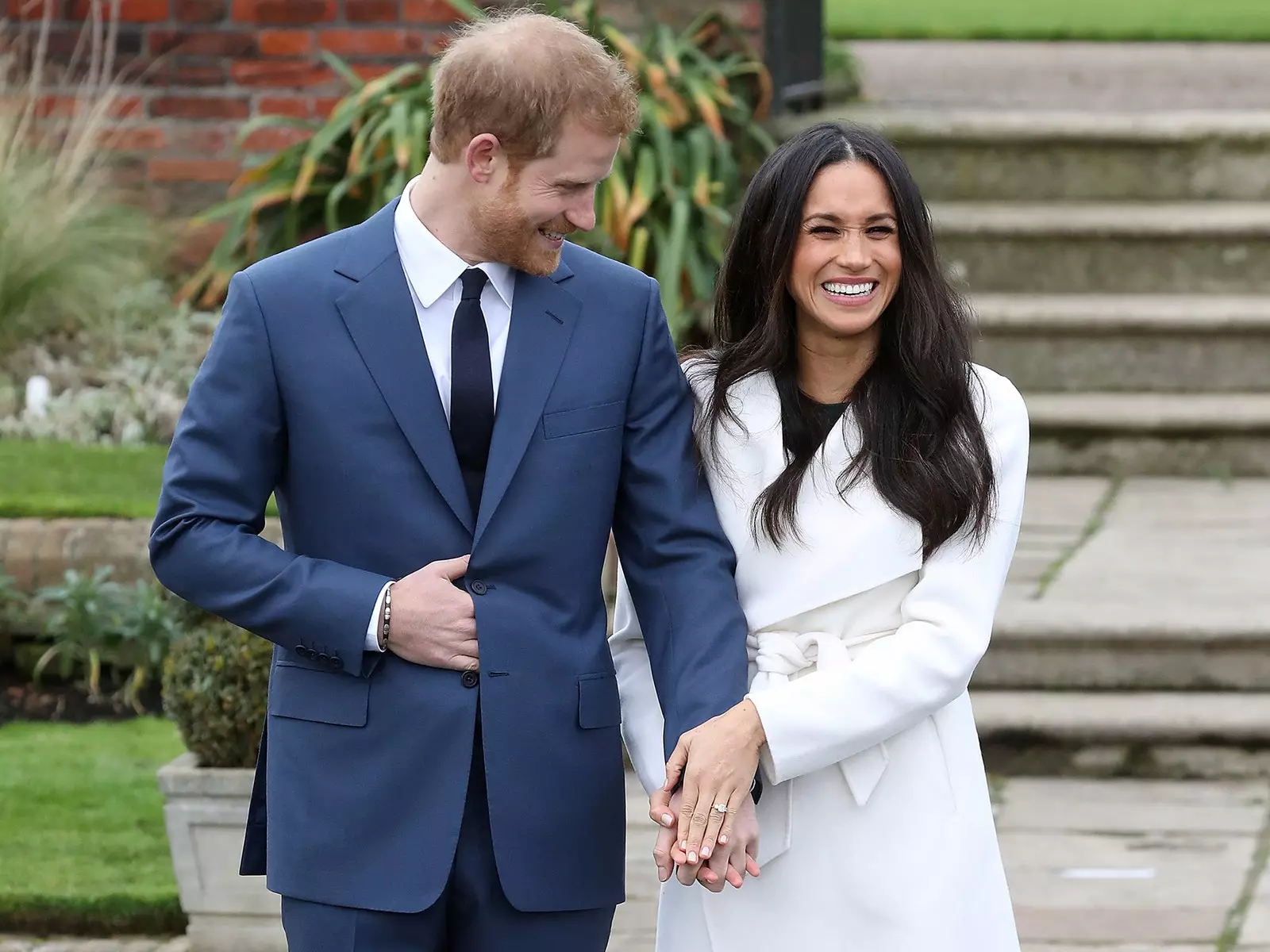 Prins Harry och Meghan Markle vid tillkännagivandet av deras förlovning.