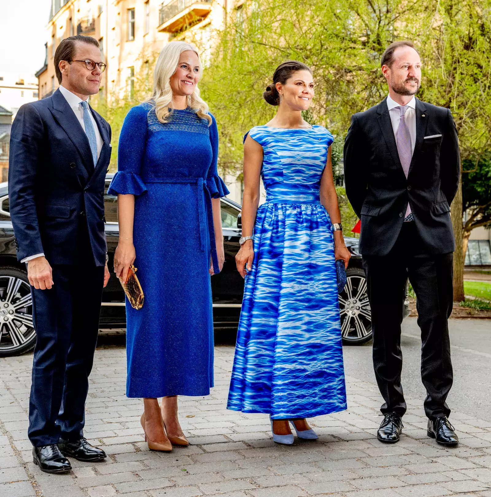 Haakon e Mette Marit da Noruega em Estocolmo com Victoria e Daniel da Suécia