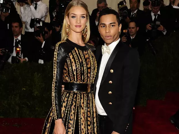 Rosie Huntington and Olivier Rousteing