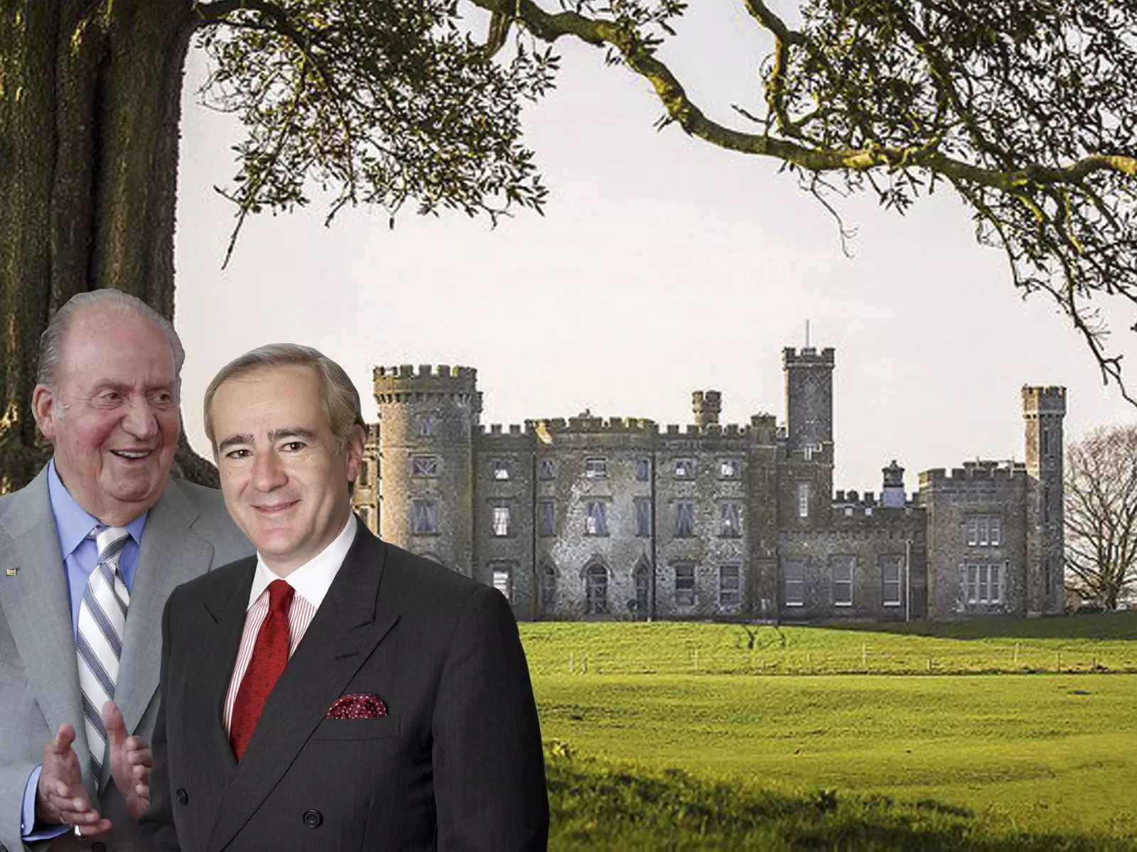 Le roi Juan Carlos et son ami le financier mexicain Allen SanginsKrause dans son château en Irlande.