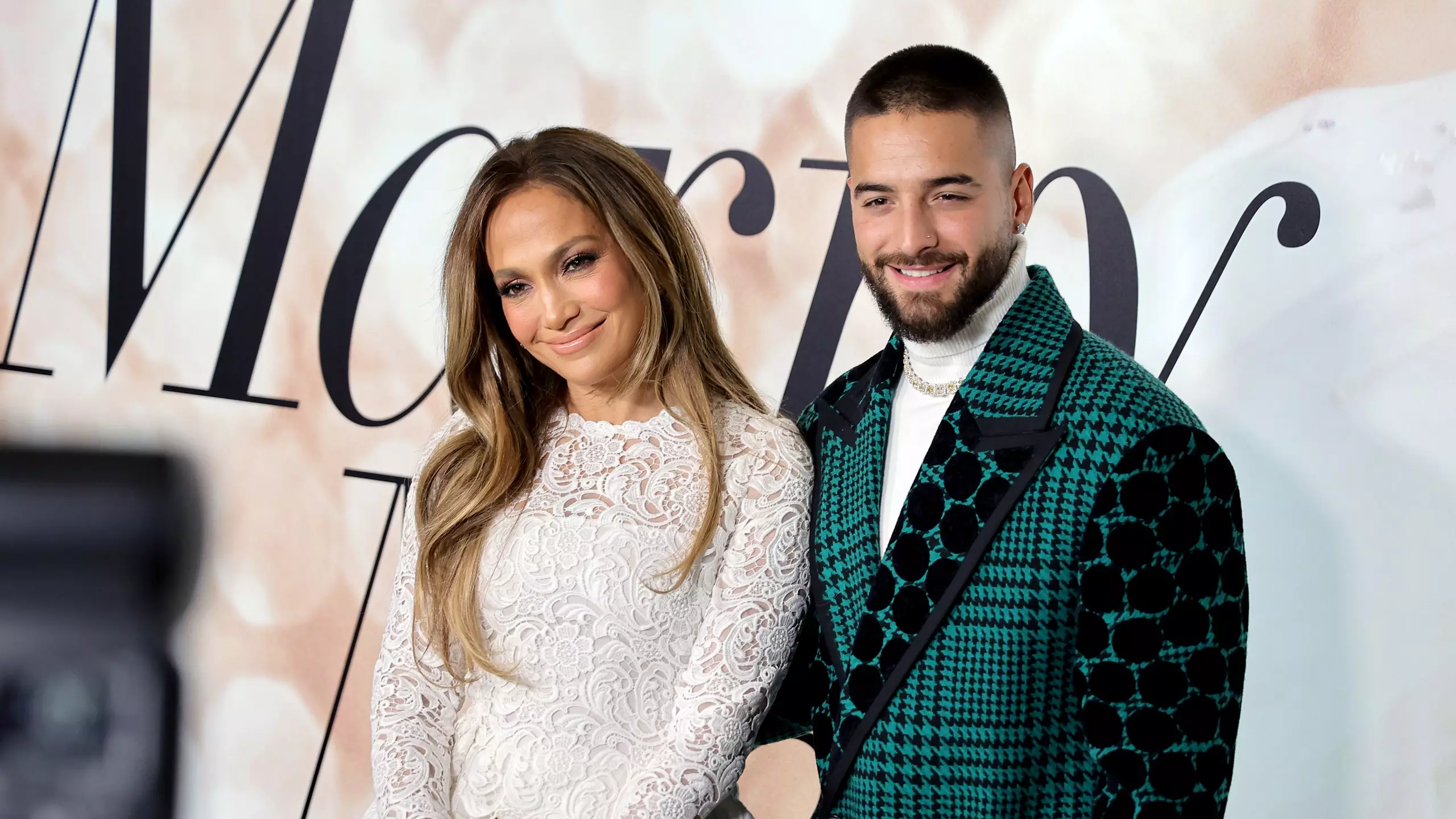 Jennifer Lopez and Maluma at the premiere of Csate Conmigo