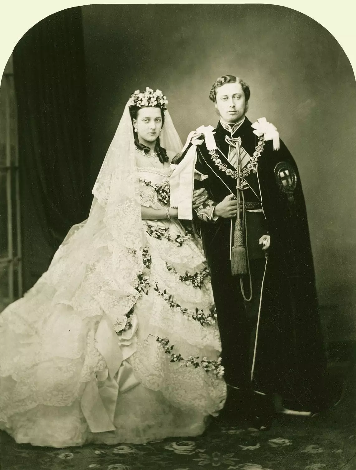 Edward von England und Alexandra an ihrem Hochzeitstag 1863.