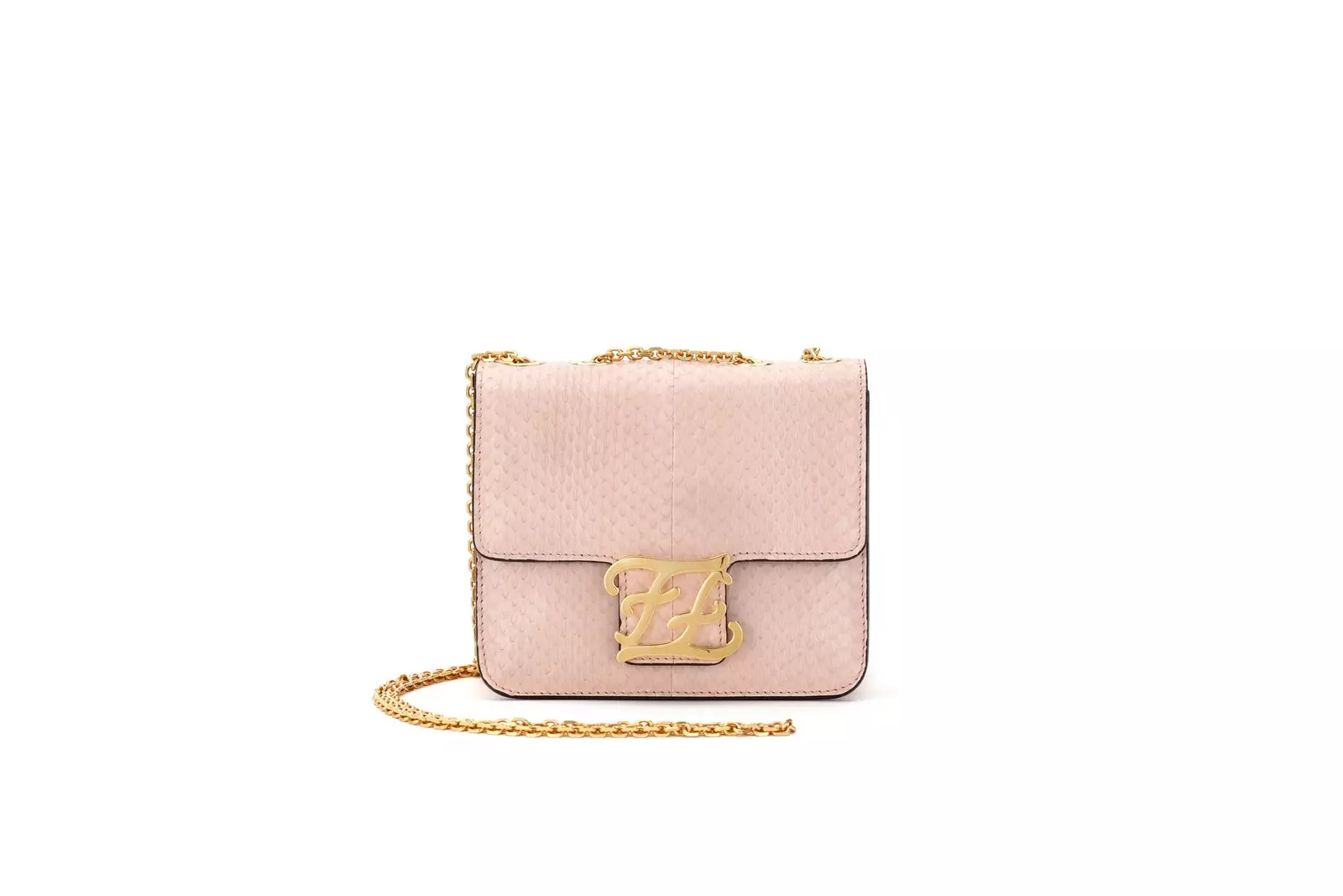 Bolso Karligraphy de coiro exótico nude de Fendi