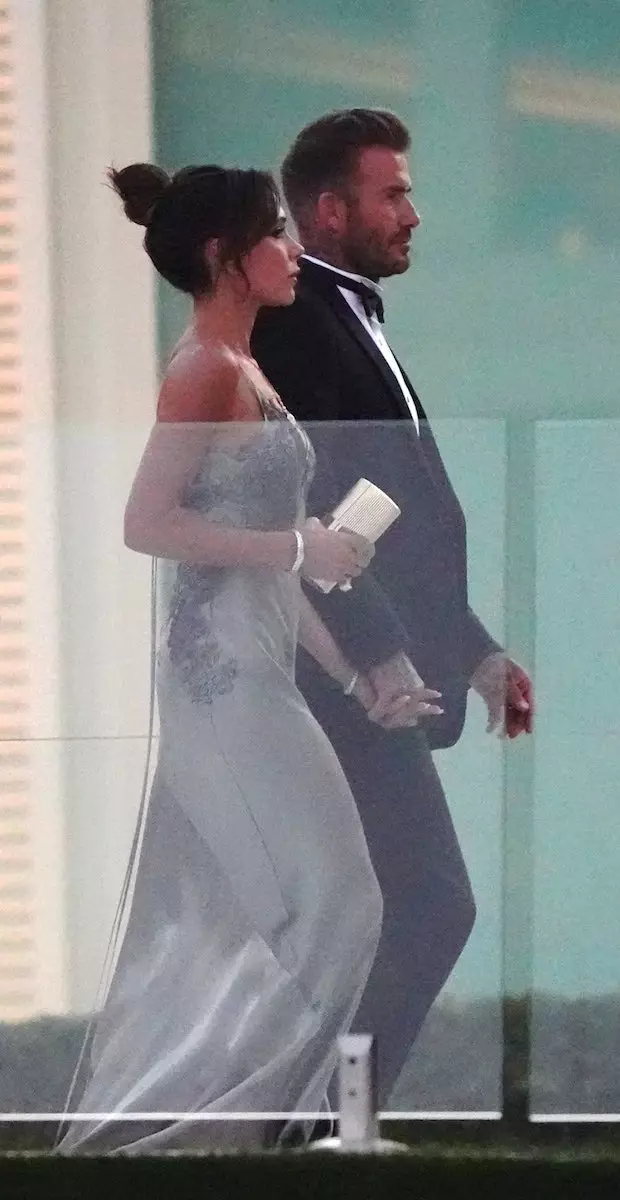 David og Victoria Beckham ved brylluppet mellem Brooklyn Beckham og Nicola Peltz.