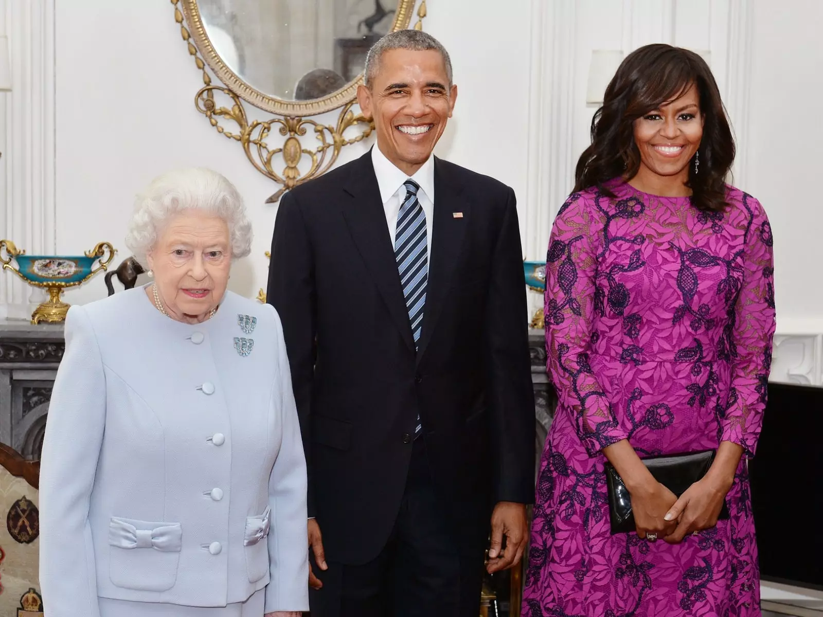 Rainha Elizabeth com o casal Obama.