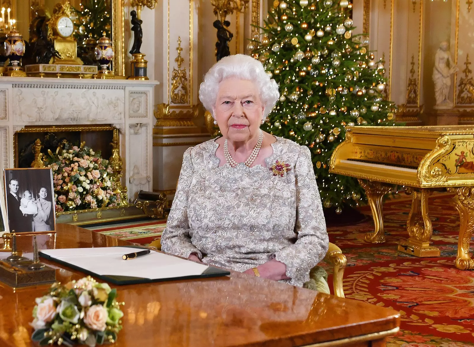 Koningin Elizabeth in haar jaarlikse Kerstoespraak op 24 Desember 2018.