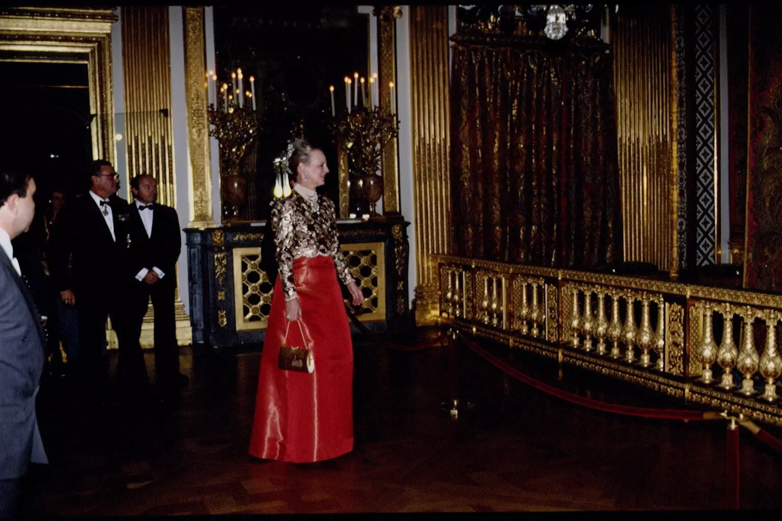 Kráľovná Margaret Dánska na gala vo Versaillskom paláci v roku 1993.