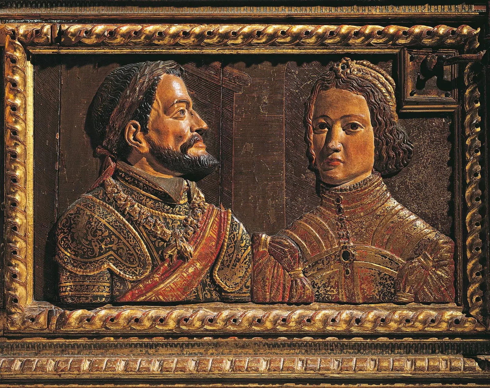 Carlos I avy any Espaina sy Isabella vadiny avy any Portugal ao amin'ny katedralin'i Granada.