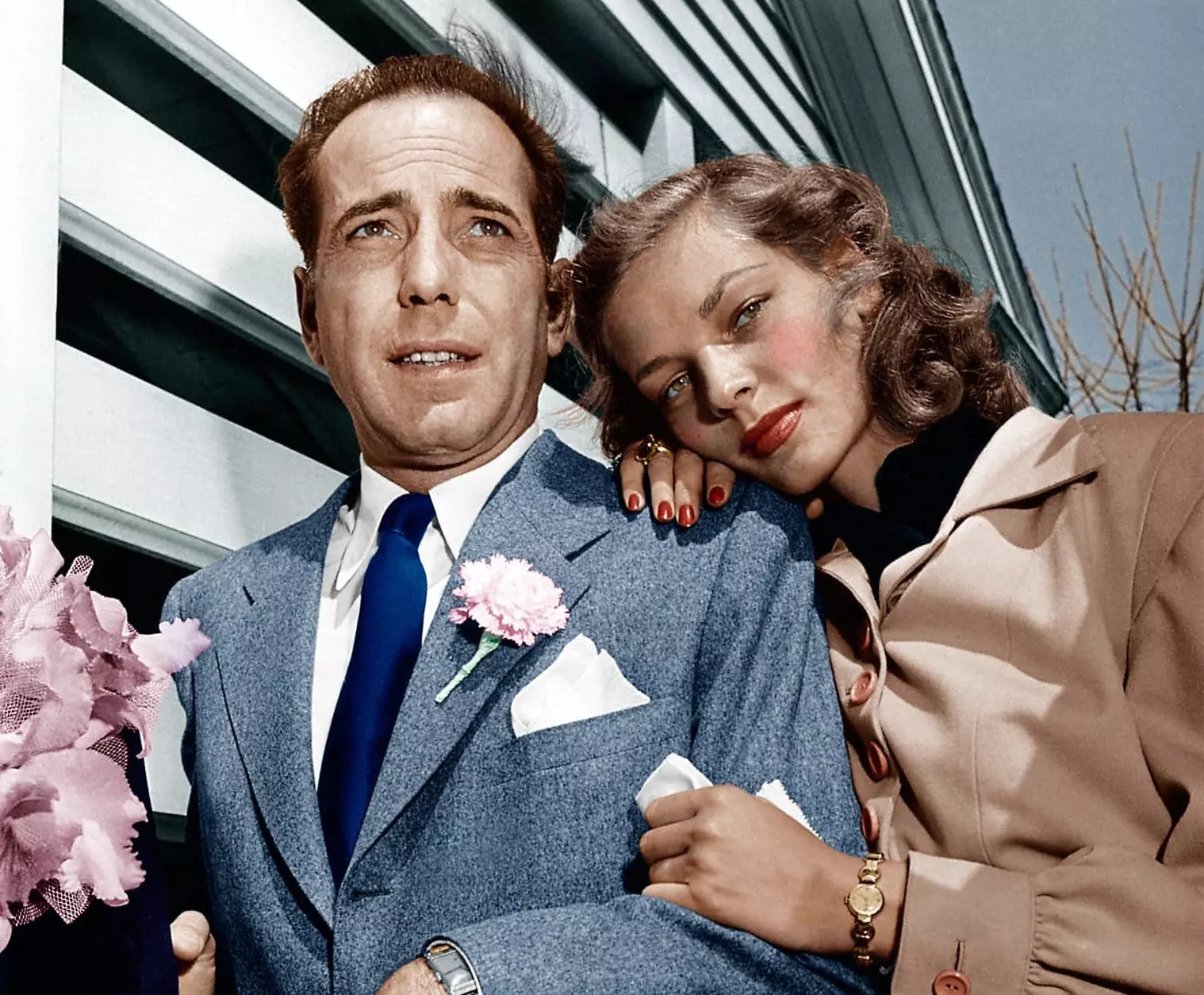 Humphrey Bogart en Lauren Bacall in 1945.