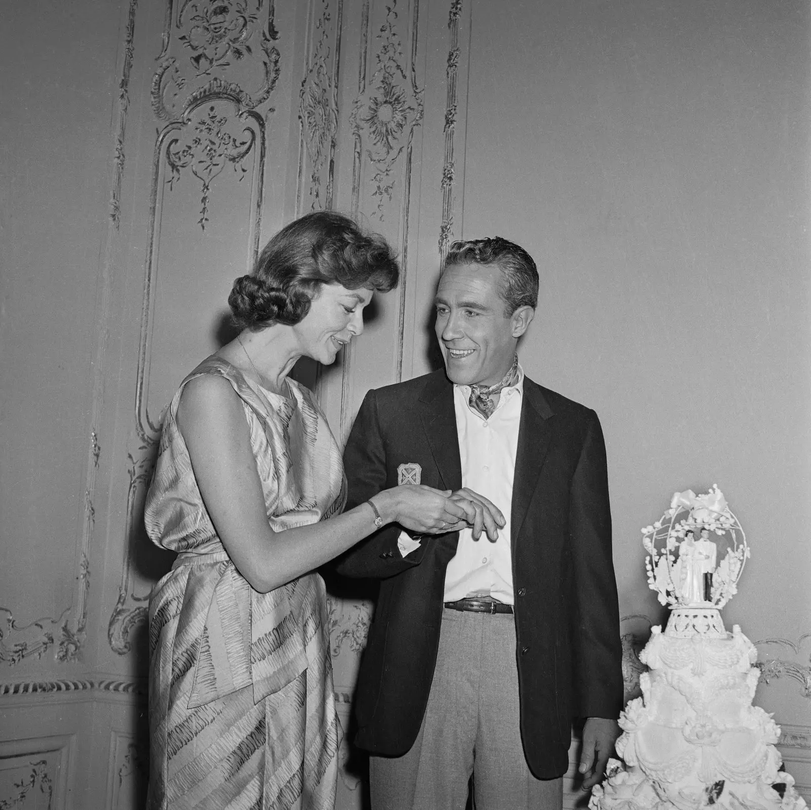 Lauren Bacall e Jason Robards no dia do casamento.