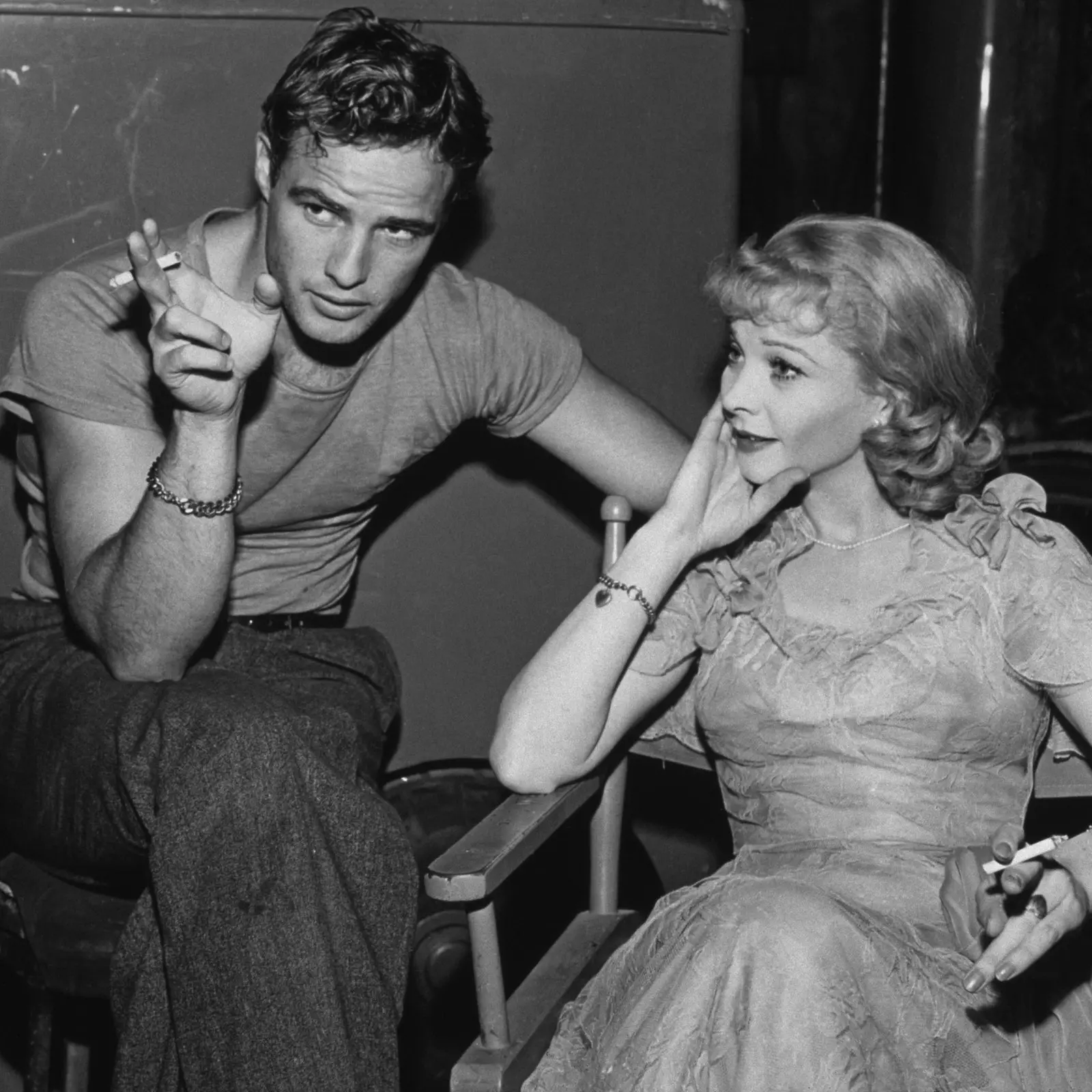 Vivien Leigh und Marlon Brando während der Dreharbeiten zu „A Streetcar Named Desire“.