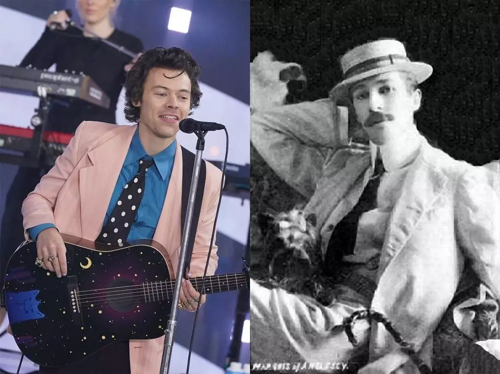 Harry Styles vuoden 2019 Met-gaalassa ja Henry Paget noin 1895.