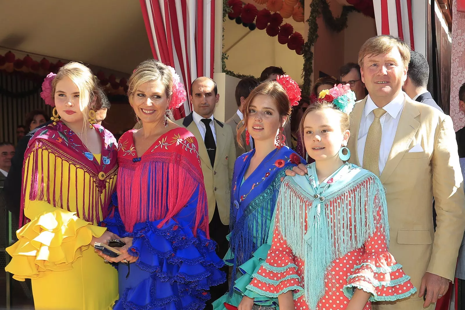 King Willem Alexander and Queen Maxima with their daughters Princess Amalia Alexia and Ariane durant Seville Fair on...
