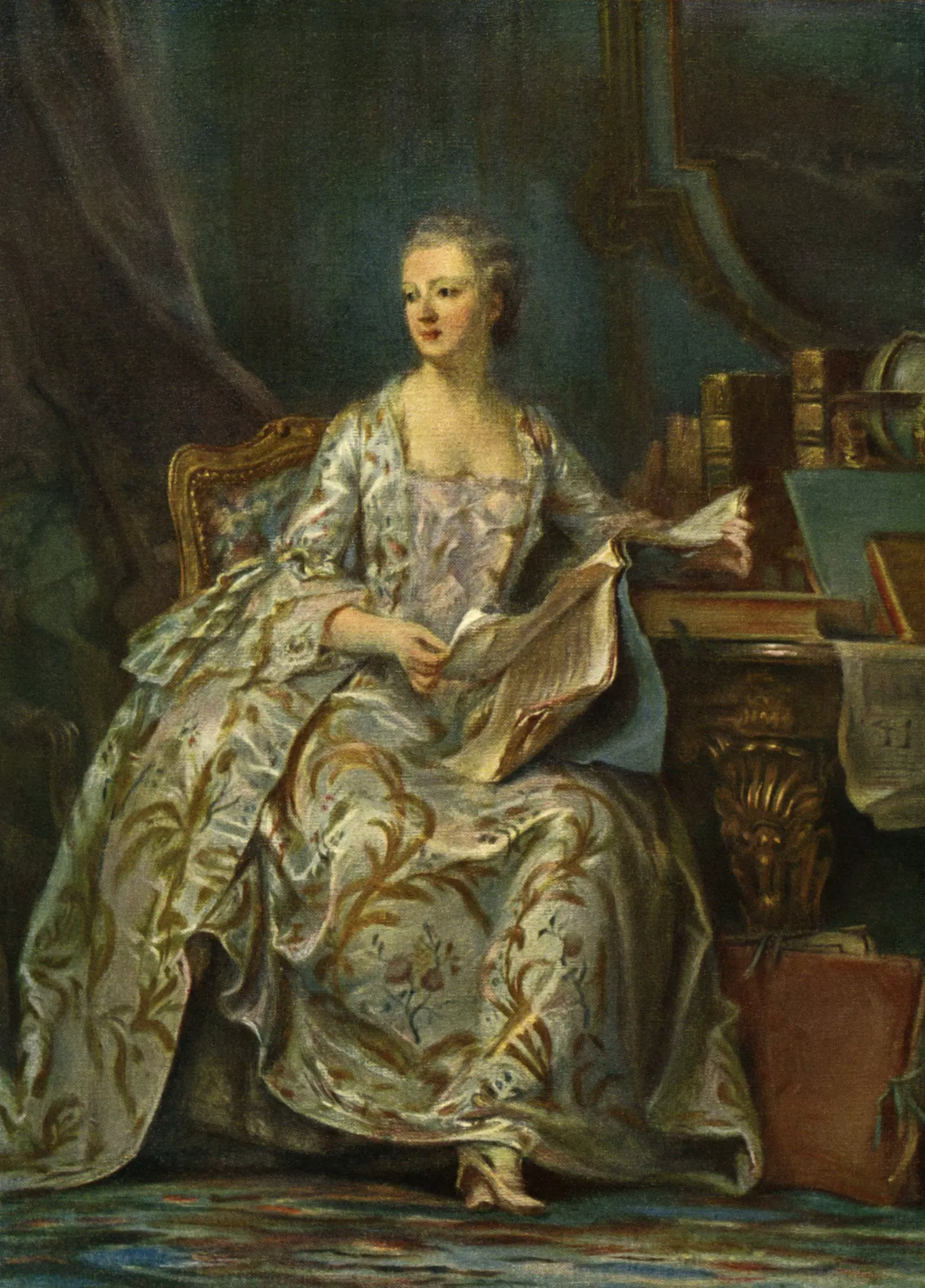Madame de Pompadour uitgebeeld deur Maurice Quentin de Latour.
